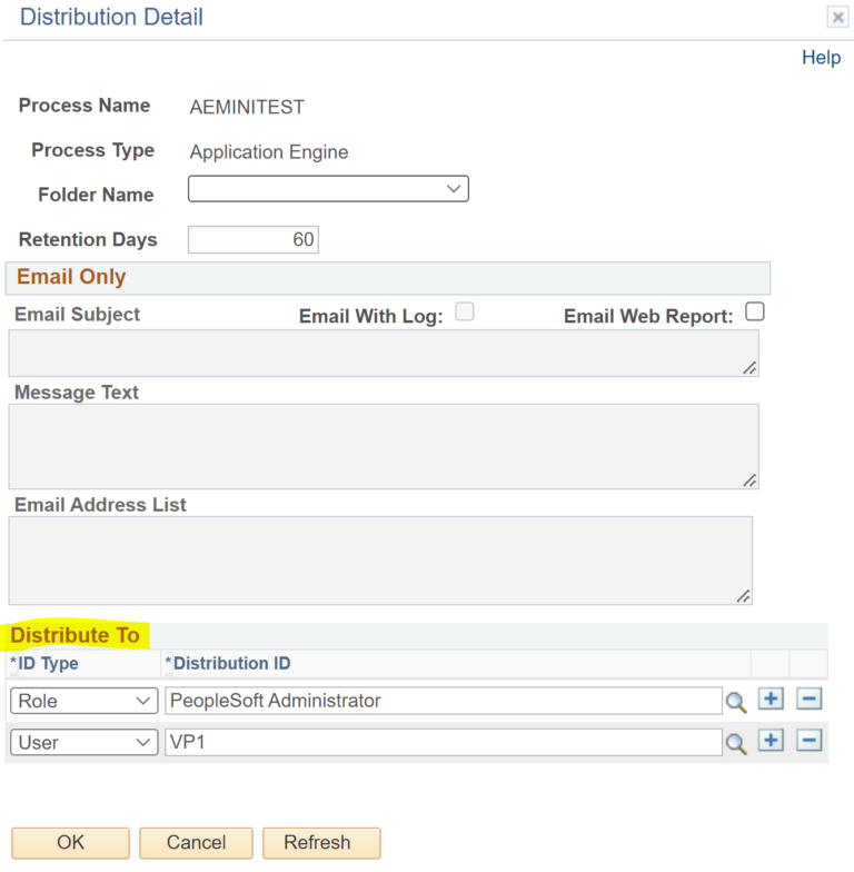 Find Distribution List for a PeopleSoft process [SQL] | PeopleSoft Tutorial