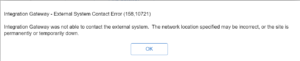External System Contact Error (158,10721). IOException: The host couldn ...